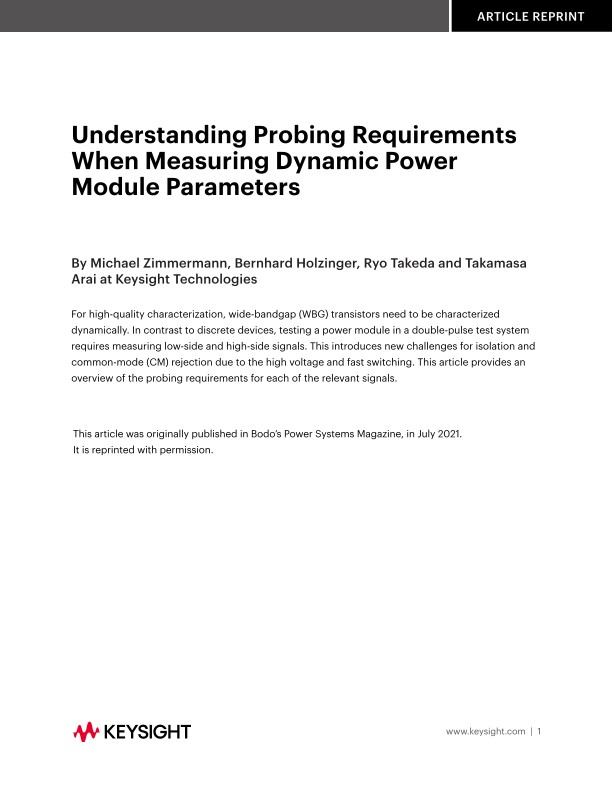 Understanding Probing Requirements When Measuring Dynamic Power Module Parameters Pdf Asset Page